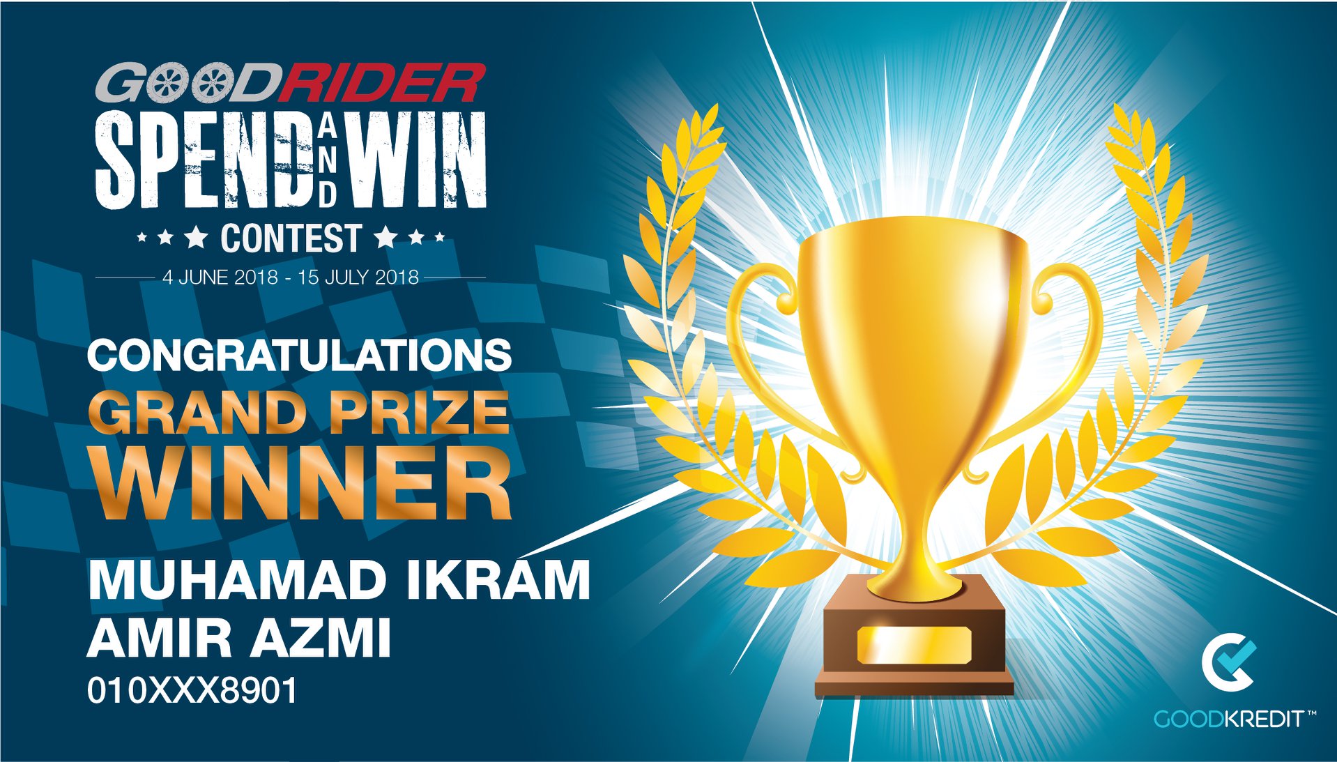 GOODKREDIT GOODRIDER SPEND AND WIN CONTEST: GRAND PRIZE WINNER – i-Moto.my