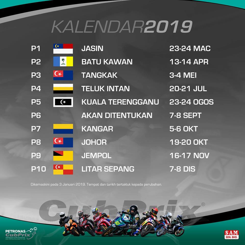 2019 PETRONAS MALAYSIAN CUBPRIX RACE SCHEDULE & VENUES - i-Moto.my